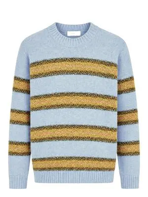 Dries Van Noten Striped Crewneck Sweater - Light Blue