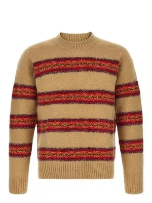Dries Van Noten Striped Alpaca Wool Blend Sweater - Beige