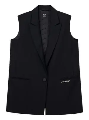 Armani Exchange Sleeveless Peak Lapel Blazer - Black