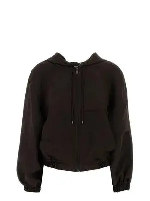 Magda Butrym Cropped Hooded Jacket With Contrast Stitching - Brown
