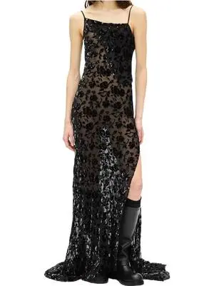 ANN DEMEULEMEESTER Floral Devoré Maxi Dress - Black
