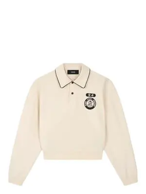 Amiri Collegiate Polo Shirt With Logo Embroidery - Alabaster