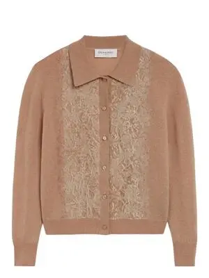 ERMANNO FIRENZE Lace-panel Knit Top - Brown