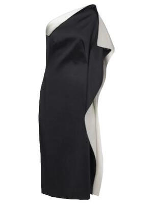 RÓHE One-shoulder Satin Dress With Colorblock Splicing - Black