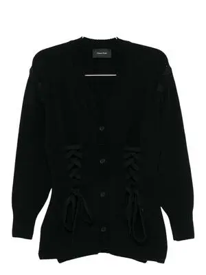 Simone Rocha Lace-up Merino Cardigan - Black