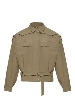 Magda Butrym Cotton Utility Jacket With Belt - Khaki