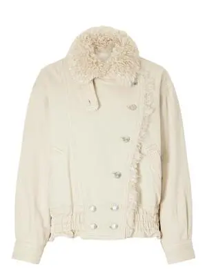 Isabel Marant Étoile Denim Valineo Jacket With Fur Insert - Sand
