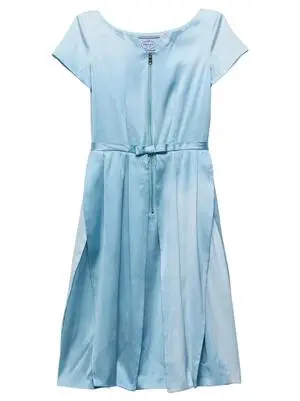 Prada Washed Silk-duchesse Dress With Bow Detail - Anise