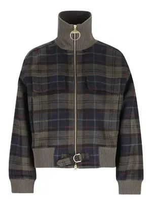 Barbour Barbour Plaid Shirt Jacket With Stand Collar Black