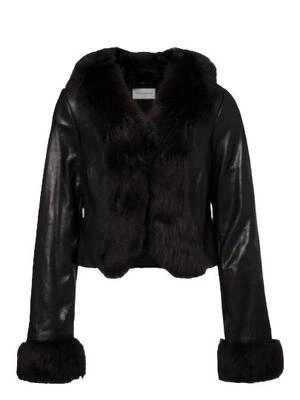Nour Hammour Shearling-trimmed Leather Jacket - Black