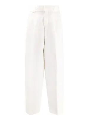 Closed Pleated Wide-leg Trousers - White