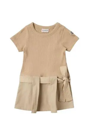 Moncler Ribbed Top And Pleated Skirt Dress With Tie Belt - No