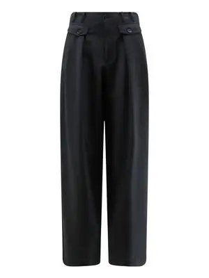 Closed High-waisted Wide-leg Pants - Black