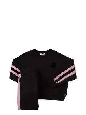 Moncler Moncler Sweatshirt And Sweatpants Set With Stripe Detailing Black