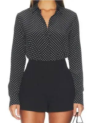 NILI LOTAN Printed Long Sleeve Shirt - Black