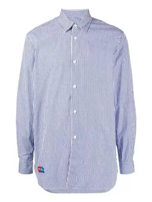 Play Comme Des Garcon Lapel Long-sleeved Shirt - Blue