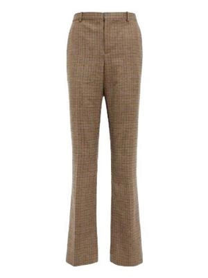 Loewe Plaid High-waisted Wool Pants - Brown