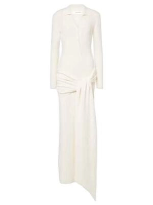 AYA MUSE Aya Muse V-Neck Long Sleeve Maxi Dress With Front Knot Detail