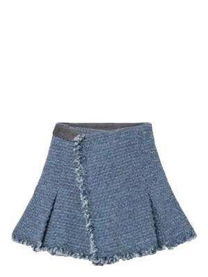 SACAI Sacai Pleated Denim Skirt With Raw Edge Hem