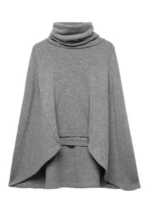 7 For All Mankind Wool Turtleneck Cape Sweater - Grey