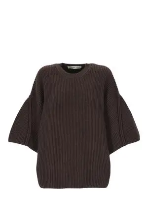 Carven Crew Neck Ribbed Sweater - Black