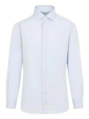 Brioni Brioni Men's Cotton Long Sleeve Dress Shirt Blue