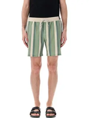 BILLABONG Stripe Print Drawstring Shorts - Moss