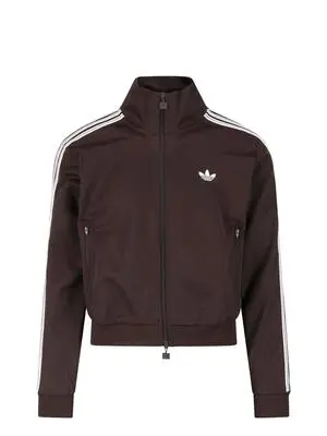 Adidas Full Zip Fleece Track Jacket With Contrast Stripes - Brown