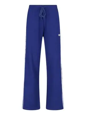 Adidas Wide-leg Track Pants With Contrast Stripe Detail - Blue