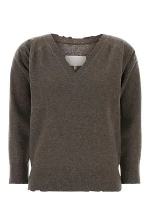 MAISON MARGIELA Virgin Wool V-neck Sweater - Brown