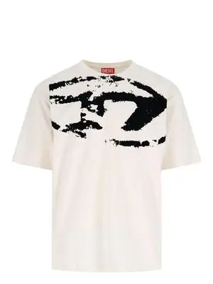 DIESEL® Graphic Flock Print 100% Cotton T-shirt - White