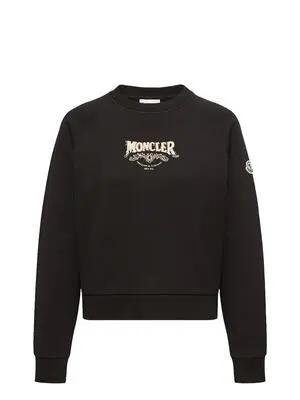Moncler MONCLER Beaded & Embroidered Logo Crewneck Sweatshirt Nero