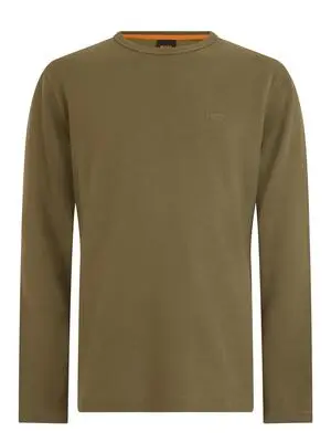 BOSS Long-sleeve Cotton Shirt With Round Neck & Classic Fit - Khaki