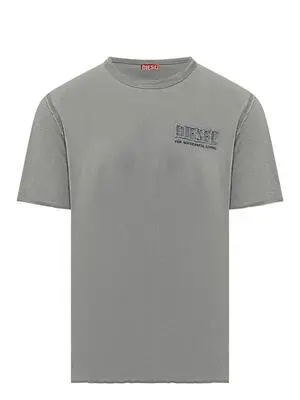 DIESEL® Embroidered Logo T-shirt - Grigio Chiaro
