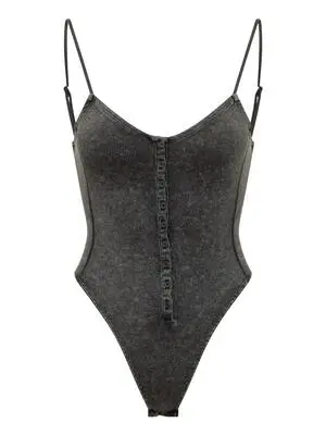 DIESEL® DIESEL Ribbed Button-Up Bodysuit Nero