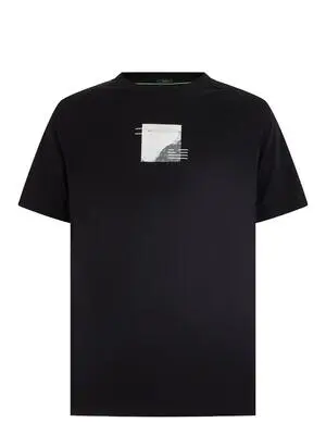 BOSS Cotton T-shirt With Front Print - Black