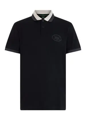 BOSS Cotton Polo Shirt With Contrast Collar And Short Sleeves For - Black