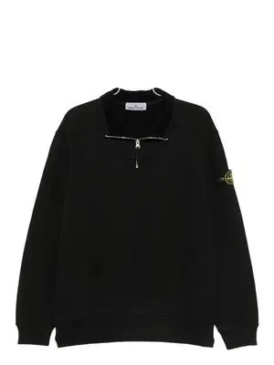 Stone Island STONE ISLAND Comfort Fit Cotton Zip-Front Sweater Nero