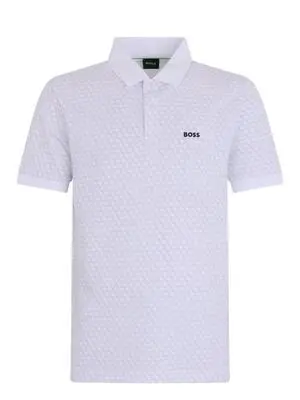 BOSS Classic Polo With All-over Pattern - White