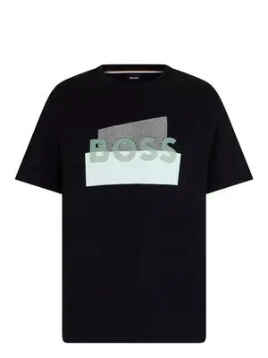BOSS Cotton T-shirt With Minimal Print - Black