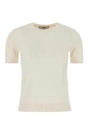 Fendi Cotton-viscose Blend Knit Sweater - White