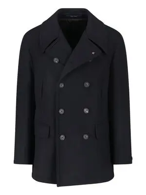 Tagliatore Double-breasted Wool Peacoat - Black