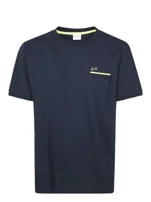 SUN 68 Mini Piquet Pocket T-shirt - Blu