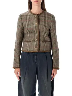 GOLDEN GOOSE Golden Goose Cropped Wool Plaid Jacket Grigio