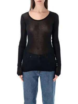 American Vintage Crew Neck Long Sleeve T-shirt - Nero