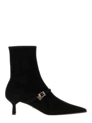 Prada Prada Suede Ankle Boots With 6 Cm Heel Black