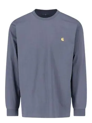 Carhartt Work In Progress Carhartt Wip Men's Long Sleeve Logo T-Shirt Grey