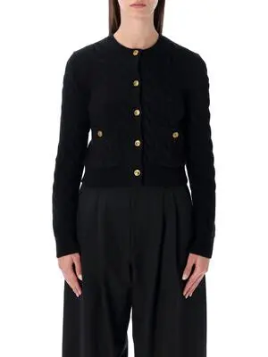 Polo Ralph Lauren Cable-knit Wool-cashmere Cropped Cardigan With Brass Buttons - Nero