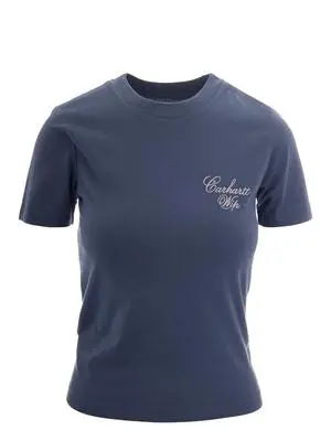 Carhartt Work In Progress Embroidered Crewneck T-shirt - Shady Blue