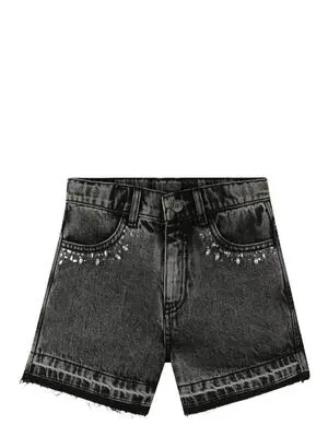 Marc Jacobs Embellished Frayed Hem Denim Shorts - Black